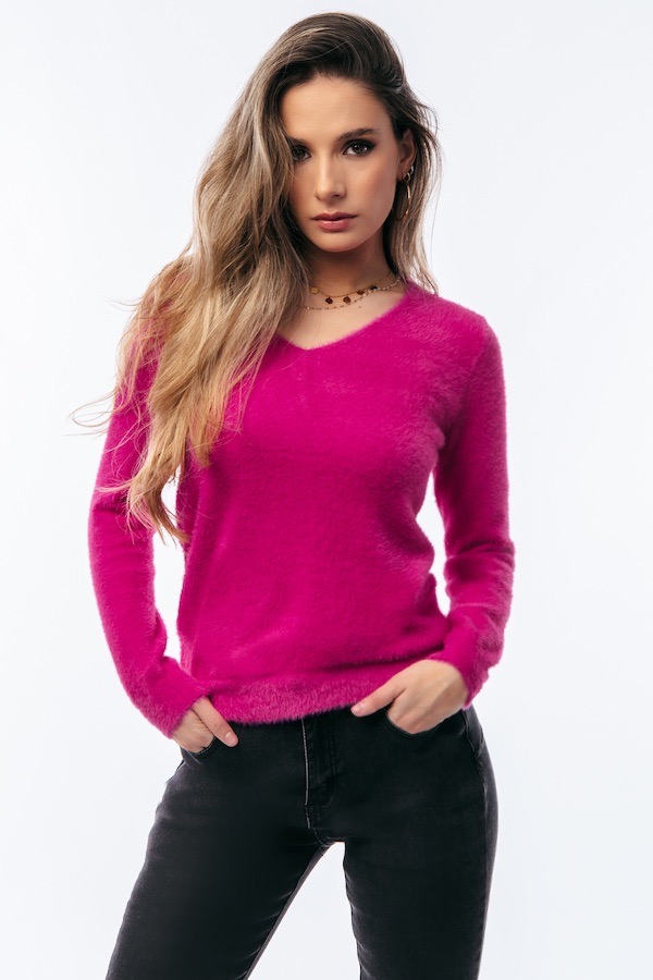 ΜΠΛΟΥΖΑ ΠΛΕΚΤΗ FUZZY ME V-NECK | 0.00€ | BASE Fashion | Γυναικεία ...